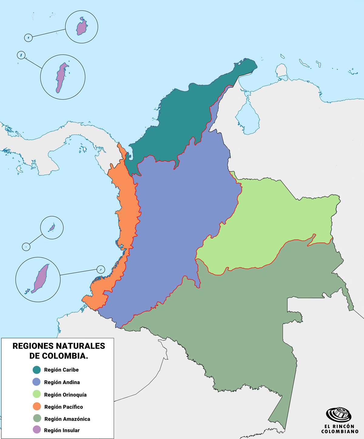 Mapa De Colombia Regiones
